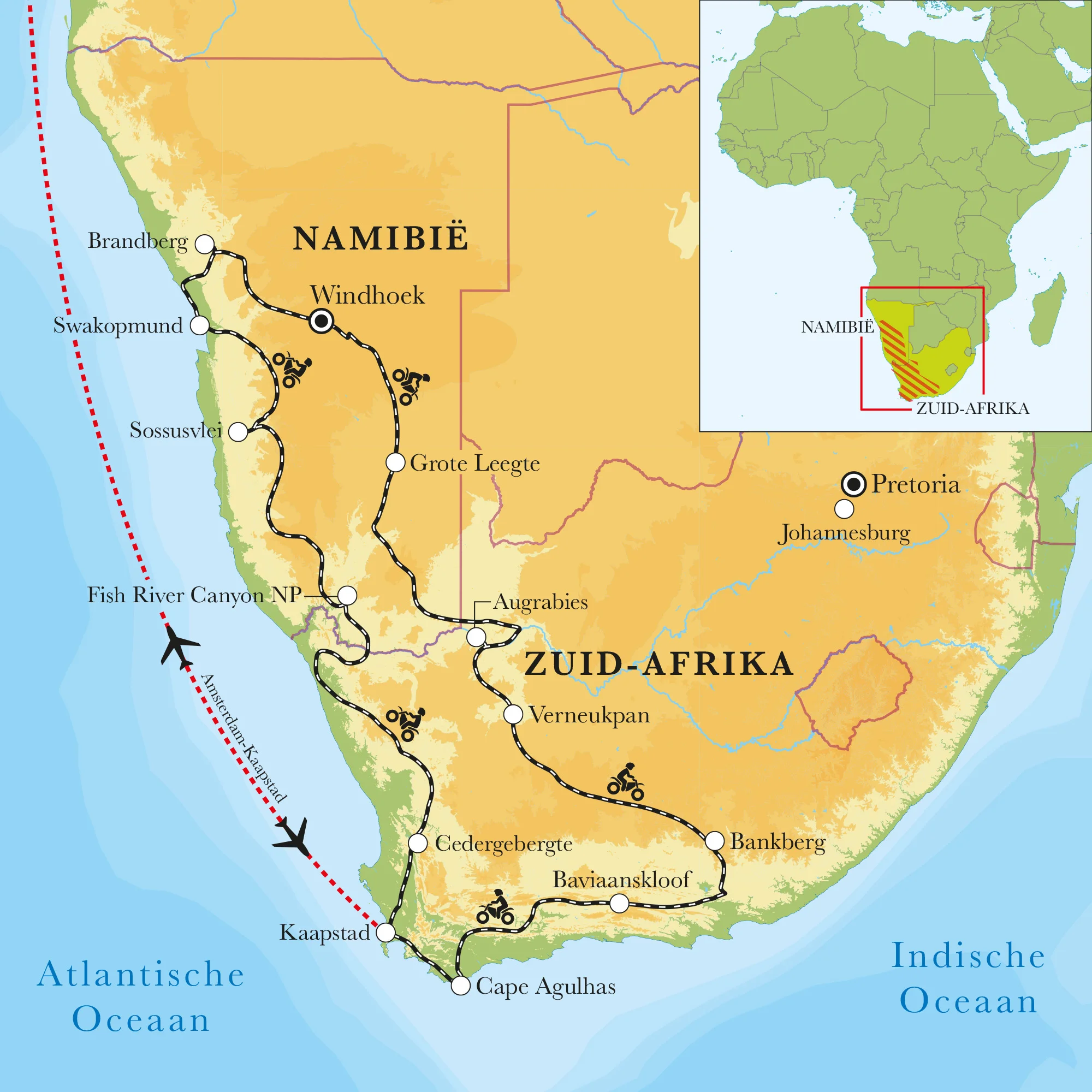 Kaart Van Afrika Namib Woestijnen